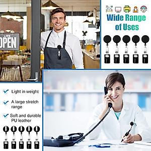 5 Pieces Retractable Pull Pen Pencil Holder Pen Lanyard Leather Portable Pencil Pen Badge Reel Clip for Carpenter Pencil Nurses Teachers Waitresses Workers Contractors School Office Supplies (Black)