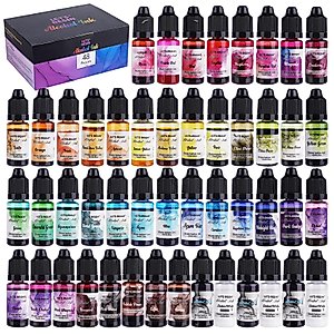 LET'S RESIN 48pcs Concentrated Alcohol Ink Set, Vibrant Colors Alcohol-Based Resin Ink for Epoxy Resin, Alcohol Paint Dye for Resin Art, Tumblers, Epoxy Resin (Each 0.35oz)