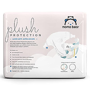 Amazon Brand - Mama Bear Plush Protection Diapers, Hypoallergenic, Size 3, 40 Count, White and Cloud Dreams