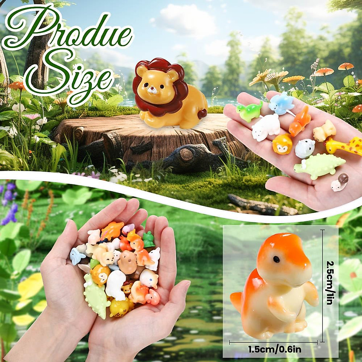 DIYDEC 40pcs Mini Resin Animal 40 Styles Tiny Resin Animals Miniature Little Small Animal Figures Bulk for Micro Fairy Garden Landscape Accessories Dollhouse Hide Crafts Decor Aquarium Toys