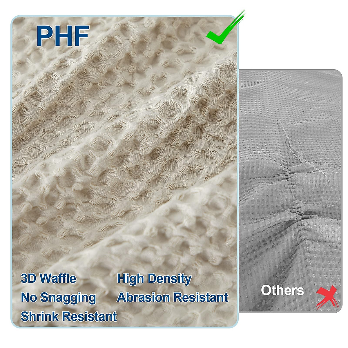 PHF Waffle Weave Duvet Cover Set King Size, 3 Piece Ultra Soft Breathable Durable Comforter Cover for All Season, Waffle Textured Duvet Cover with 2 Pillow Shams Bedding Collection, 104"x90", Linen