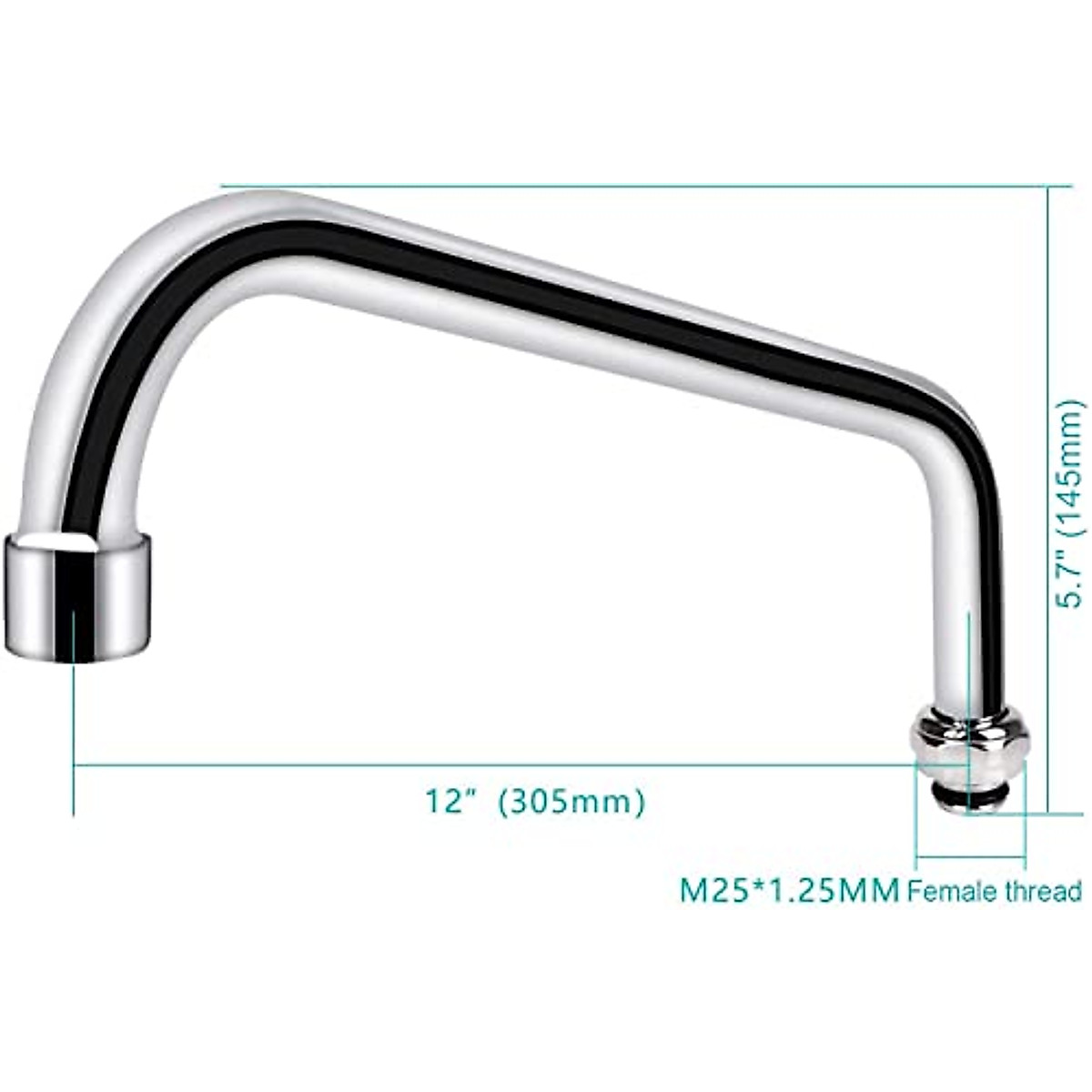 COOLWEST 12 Inch Swing Swivel Spout Replacement Kit for Commercial Kitchen Sink Faucet, 2.2 GPM Gooseneck Spout Nozzle Replacement Part, Chrome Finish