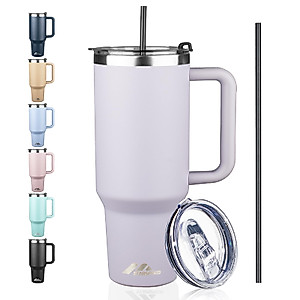 StarSpeed 40 oz Tumbler with Handle and Straw Lid | Stainless Steel Water Bottle Travel Mug Reusable Insulated Cup With Lid And Straw, Keep Cold Heat and Ice for Hours(40oz,Orchid)
