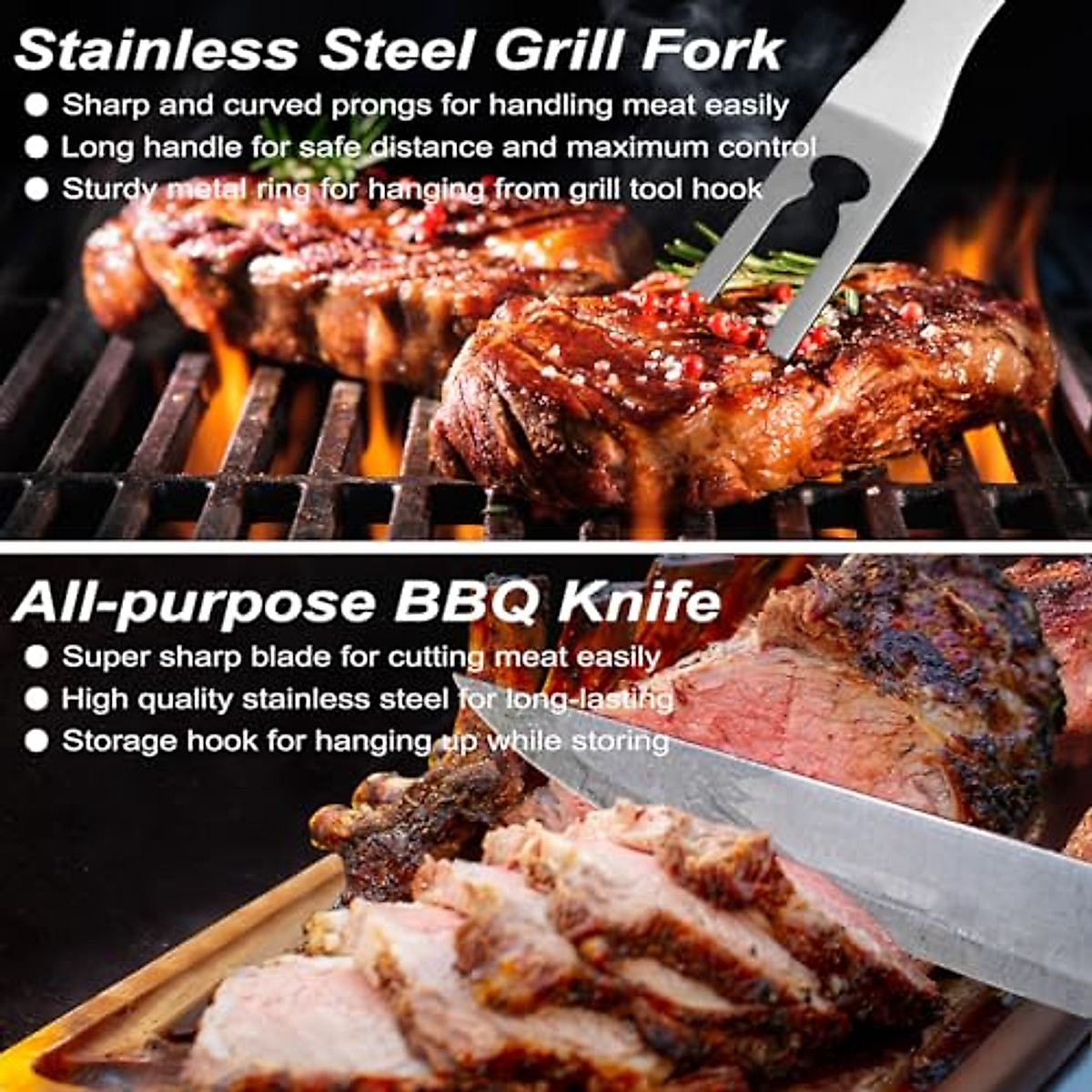 POLIGO 24PCS BBQ Tools Set Grill Accessories for Outdoor Grill Utensils Stainless Steel Grilling Tools Set for Fathers Day Birthday Present, Barbecue Accessories Kit Ideal Grilling Gifts for Men Women