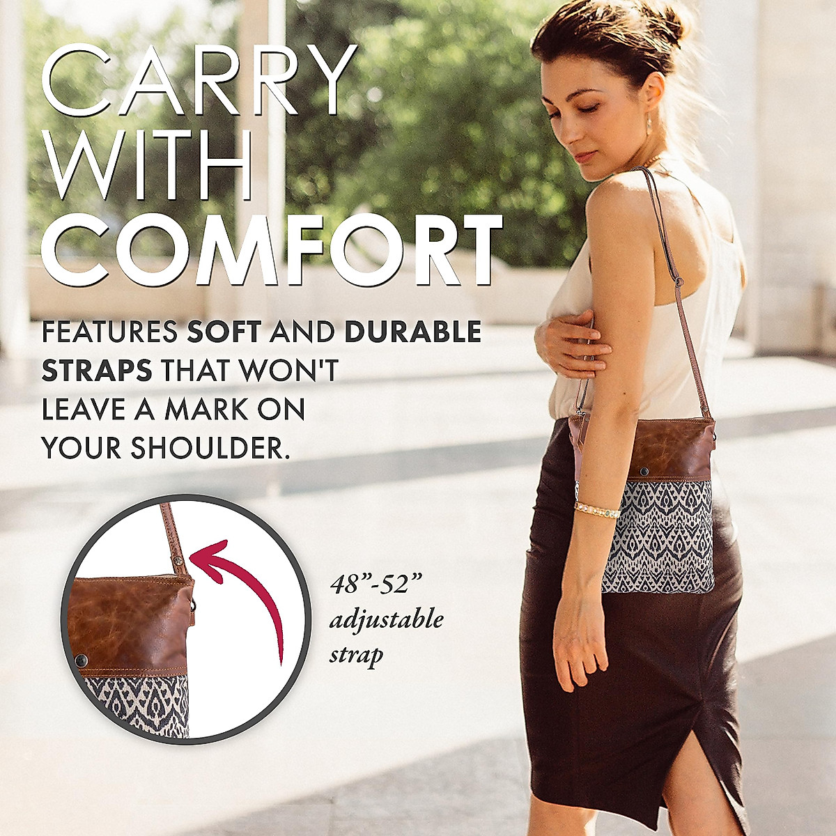 SIXTEASE Crossbody Bag for Women Vintage Style Genuine Leather, Upcycled Canvas, Rug, or Hair On - Cross Body Womens Bags with Inside Zipper Pockets - Supine