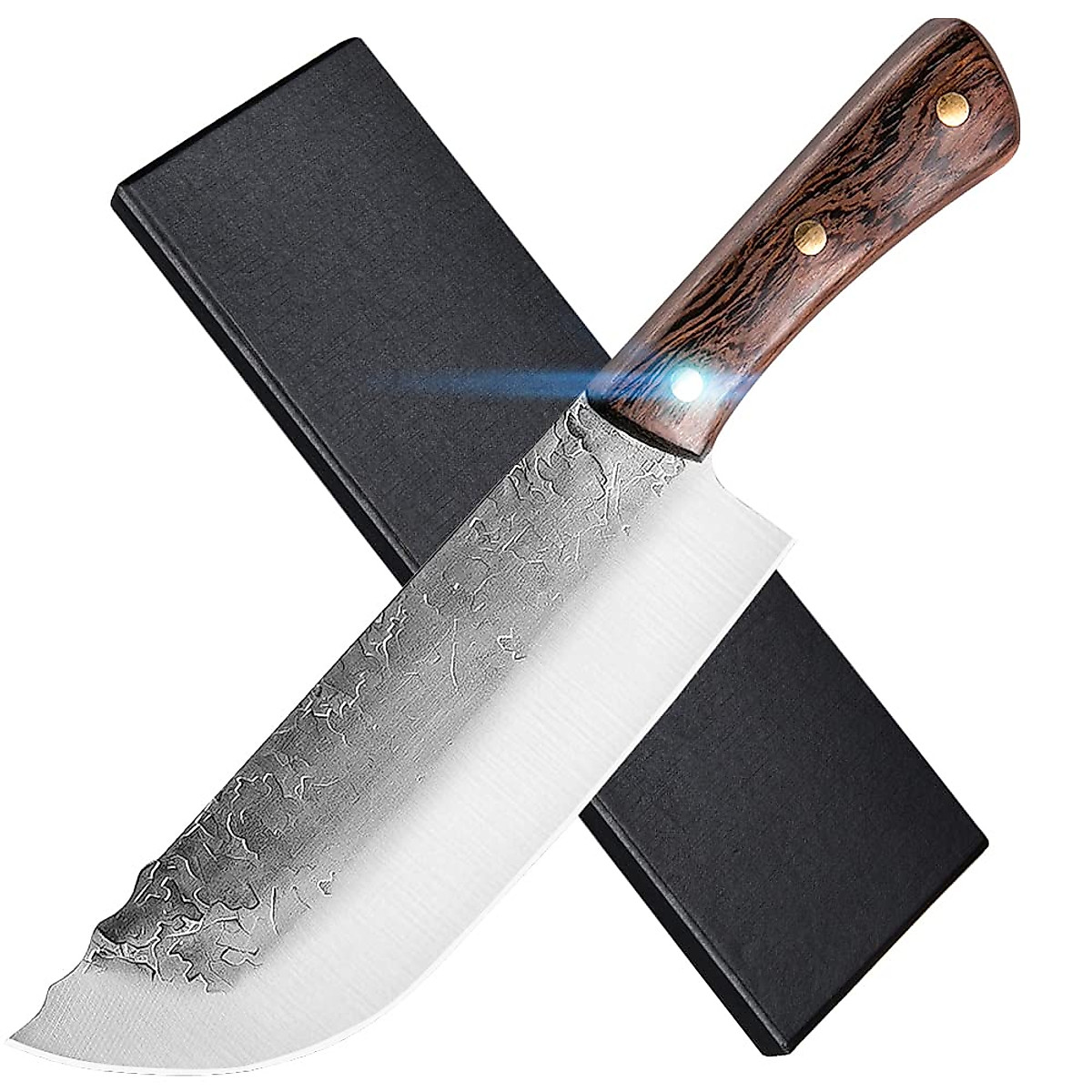 Full Tang Butcher Knife, 7.8 inch Handmade Forged Kitchen Chef Knife, High Carbon Clad Steel Butcher Cleaver,Meat Cleaver Knives Chinese Knife for Home, Kitchen (05 Model)