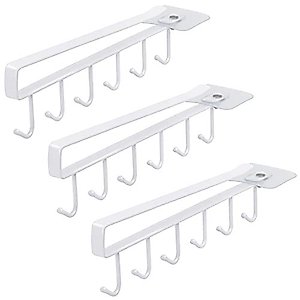 Art Secret 6-Hook Under Cabinet Mug Hanger (a- 3pcs White)