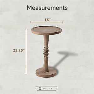 COZAYH Pedestal Small Drinking Table, Farmhouse Tray Top End Table, Distressed Finish, Wood Color