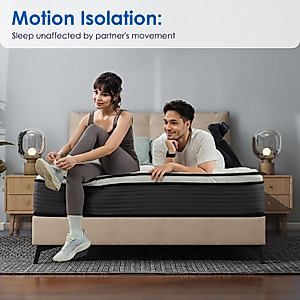 QUEEN ROSE Queen Size Mattress, 12 Inch Pillow Top Hybrid Mattress in a Box, Gel Memory Foam & Individually Pocket Innerspring Bed, Medium Firm CertiPUR-US Certified & Fiberglass Free