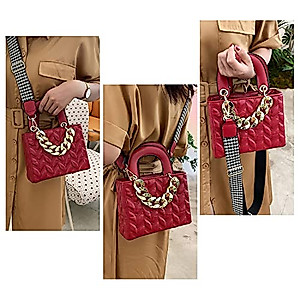 AyTotoro Purses and Handbags for Women Fashion Ladies PU Leather Top Handle Satchel Chain Shoulder Messenger Tote Bags (Small wine red)