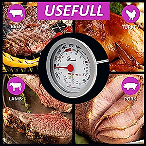 3.5" Dial Quick Read Meat Thermometer for Cooking - NSF Approved Instant Thermometer with 5” Probe 120~220F/49~104C,Tempered Glass Safety leaved in Oven Grill for BBQ Smoker Kitchen Meat Cooking.