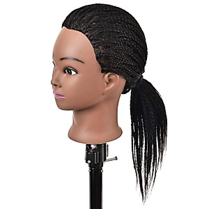 RYHAIR Mannequin Head with Human Hair for Hairdresser Training Braiding Styling Manikin Cosmetology Makeup Manican Doll Display Practice with Stand