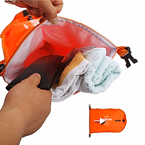 NuCamper Swim Buoy for Open Water Swimmers with Adjustable Waist Belt, Waterproof Dry Bag, Swim Bubble for Safty Swimming, Training Snorkeling, Kayaking, Diving, Boating, Large Capacity 28L