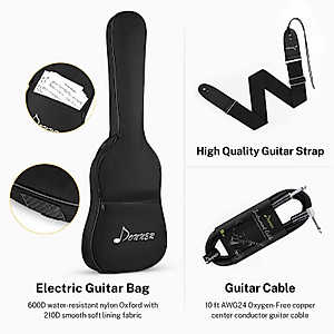 Donner DST-100S 39 Inch Full Size Electric Guitar Kit + Guitar Cable 10 ft