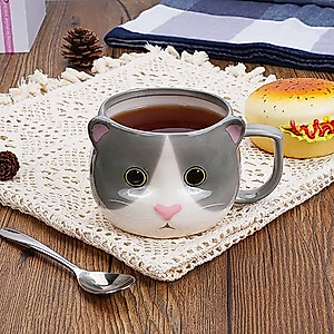 ToCooTo Cat Mug 14 oz Cute Ceramic Coffee Mug 3D Porcelain Tea Mug for Women Kawaii Cup Cat Gifts for Cat Lovers Christmas Gifts Housewarming Holiday Birthday Gifts for Women Mom Kids Men and Friend