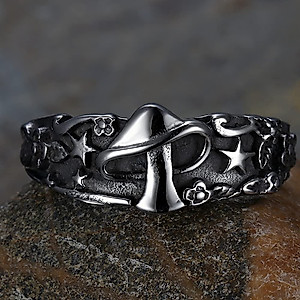 Jude Jewelers Retro Vintage Stainless Steel Gothic Skull Skeleton Death Halloween Biker Ring (Silver, 7)