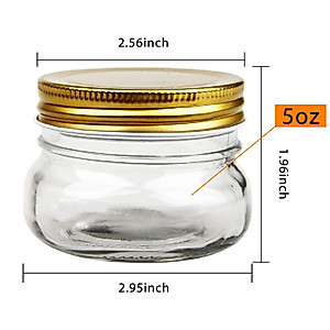 Encheng 5 oz Wide Mouth Mason Jars,Clear Glass Jars with Lids(Golden),Small Spice Jars for Herb,Jelly,Jams,Wedding Favors,Shower Favors,Baby Foods,Mini Canning Jars for Kitchen Storage 40 Pack … …