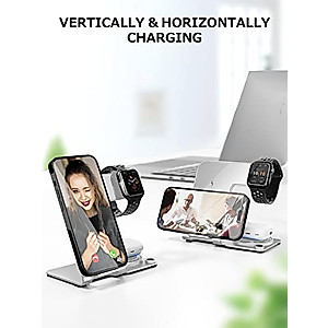3 in 1 Charging Station for Multiple Devices Apple - Aluminum Alloy Fast Wireless Charger Stand for iPhone 14/13/12/11/Pro/Max/XS/XR/X/8/Plus, for Apple Watch 7/6/5/4/3/2/SE, for AirPods 3/2/Pro