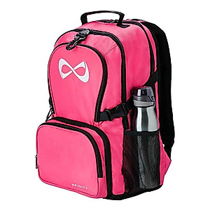 Nfinity Classic Cheer Backpack - Detachable Purse and Laptop Sleeve - Lightweight Travel Backpack for Cheerleaders (Pink)