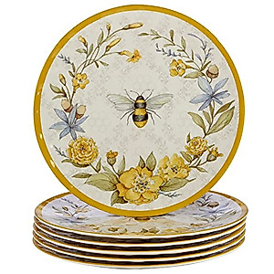 Certified International Bee Sweet 11" Melamine Dinner Plate, Set of 6, Multicolor, Large