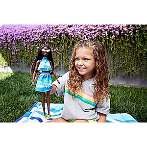 Barbie Loves The Ocean Beach-Themed Doll (11.5-inch Brunette), Made from Recycled Plastics, Wearing Fashion & Accessories, Gift for 3 to 7 Year Olds