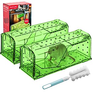 PATTLER® | New Large Humane Mouse Trap for Indoor and Outdoor Home | Mechanical Reusable Live Mouse Traps Catch and Release Mice from Garden, Garage, Attic, Inn, Hotel | Green | Pack of 2