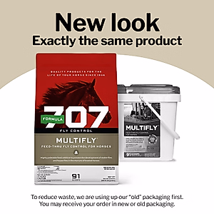Formula 707 MultiFly Feed-Thru Fly Control Pellets for Horses - Palatable & Safe Fly Population Reduction (5 lb Bag - 91 Servings)