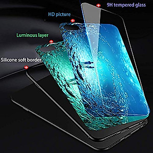 Leton-US Xiaomi Redmi Note 9S/Note 9 Pro Case Silicone Luminous Noctilucent 9H Tempered Glass Back Cover Soft Slim TPU Bumper Shockproof Phone Case Cover for Redmi Note 9S Glow in Dark Meteorite