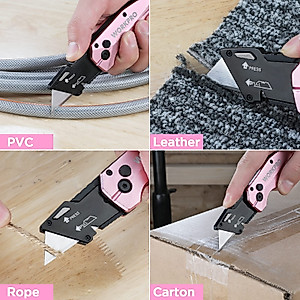 WORKPRO Utility Knife Blades, SK5 Steel, 100-Pack with Dispenser and Pink Folding Utility Knife, 10 Extra Blades Included