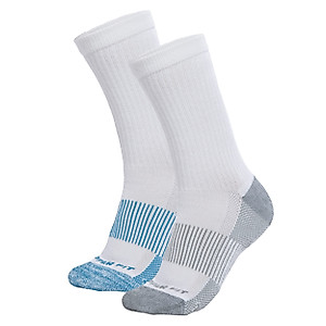 Copper Fit unisex adult Crew Sport - 2 Pack Running Socks, White, Small-Medium US