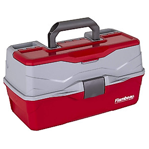 Flambeau Outdoors 6383TB 3-Tray - Classic Tray Tackle Box - Red/Gray & Flambeau Outdoors 6383FG 3-Tray Classic Tray Tackle Box, Portable Tackle Organizer, Frost Green/Black