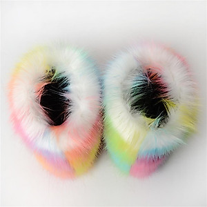 Women Winter Fluffy Faux Fox Fur Boots Plush Warm Snow Boots Luxury Footwear Girls' Furry Bottes Fashion Shoe (11, Color 1)