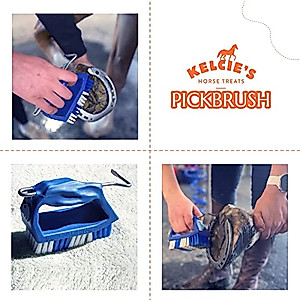 Kelcie's Pick Brush Cleaning Tool For Horses - Easy To Use - Slip Proof - Hoof Pick and Brush - Best Horse Grooming Tool - Great Grip Horse Brush