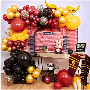 ALL-IN-1 Harry Potter Balloons Garland Arch Kit with BONUS Snitch – Harry Potter Birthday Party Decorations & Supplies for Baby Shower, Chosen One, Wizard Burgundy Black Hogwarts Balloons