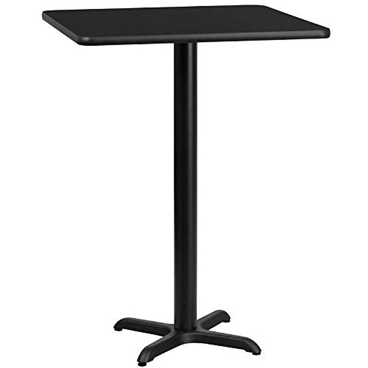 EMMA + OLIVER 24" Square Black Laminate Bar Table Top-22"x22" Base