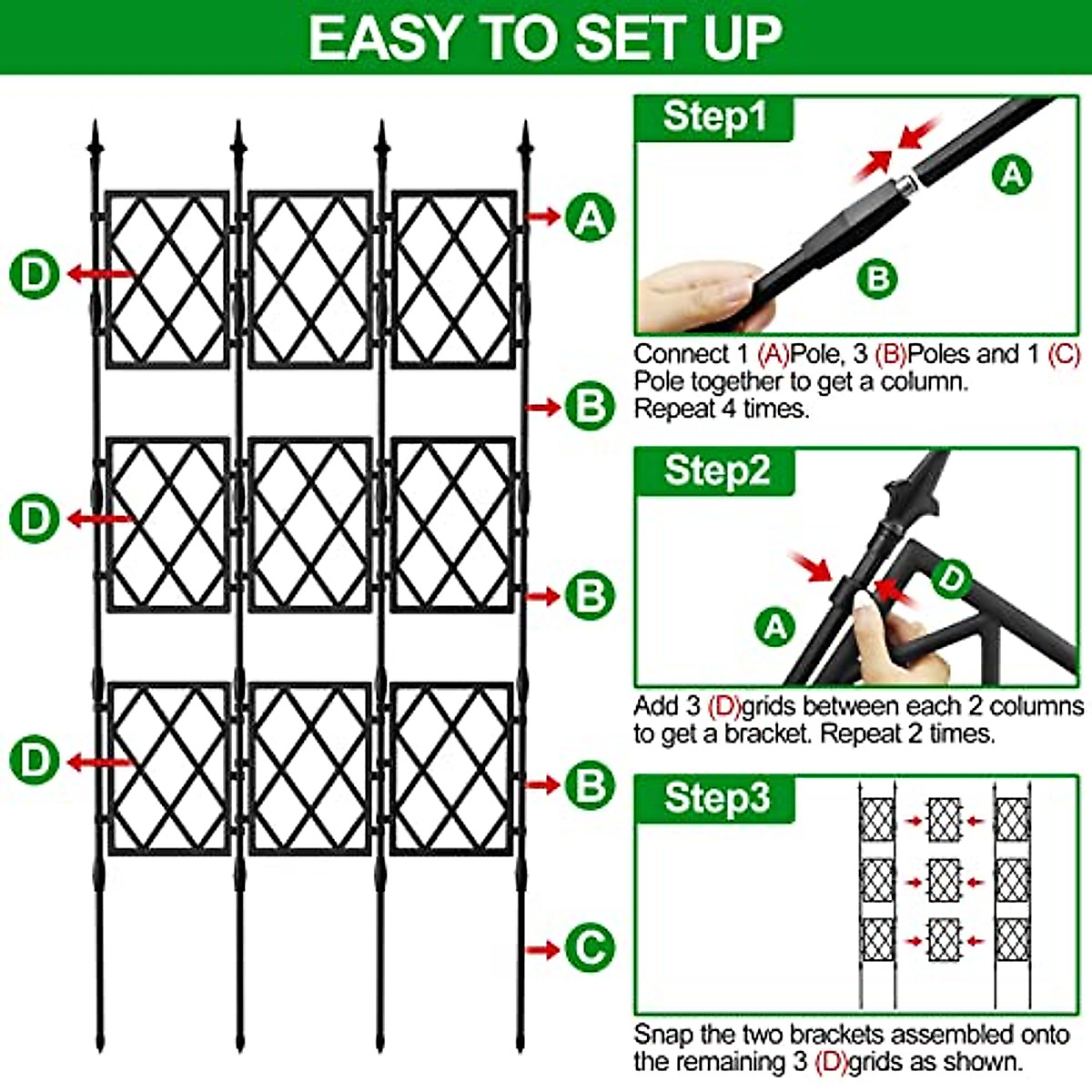 MYard 2023 Newest Garden Trellis for Climbing Plants Outdoor, 6.5FT Tall Plant Trellis Frame for Potted Plants, Rustproof Plant Support Climbing Trellis for Flowers Vine Vegetable Indoor Outdoor