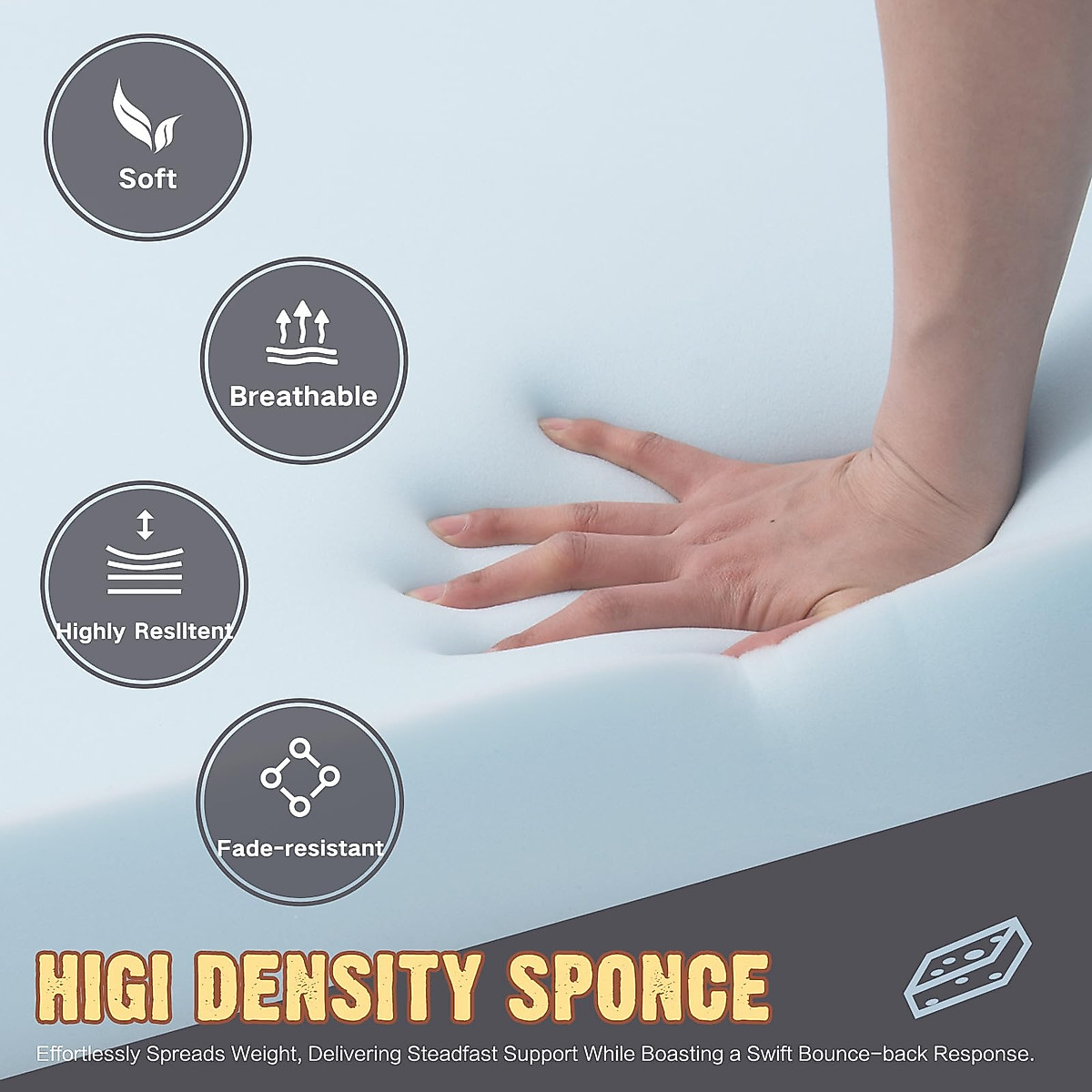 YIJIAN HOME Outdoor Bench Cushion 3.5inches Memory Foam Waterproof Patio Furniture Bench Cushion Porch Swing Cushion with Handle and Adjustable Strap, 42 x 18 Inch Dark Gray