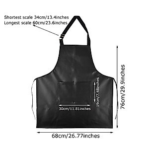 eywlwaar PU Waterproof Apron with One Big Pocket Adjustable Oil Proof Apron for Kitchen Dishwashing Cooking 29.92"x 26.77" (Black-2Packs)