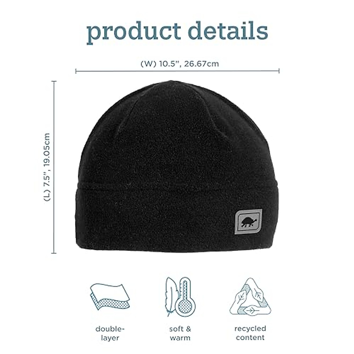 Turtle Fur Beanie Chelonia 150 Fleece Hat, Black