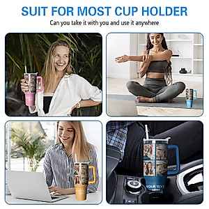 Personalized Gifts Custom Tumbler with Straw 40 Oz Customized Stainless Steel Insulated Travel Cup Add Name,Photo,or Logo,Custom Travel Coffee mug,Personalized Photo Gifts for Women Men