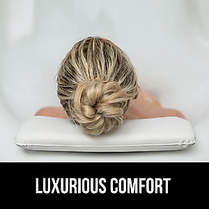 Gorilla Grip Bath Pillow for Tub, Comfortable Bathtub Pillows for Neck Head and Back Support, Strong Suction Waterproof Headrest, Cushion Rest for Curved or Straight Tubs, Spa Accessories, White