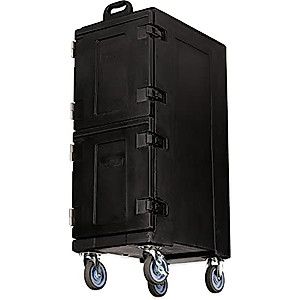 Carlisle FoodService Products Cateraide Plastic Insulated Dual Capacity Food Pan Carrier With Dolly, 10 Pan Capacity, 50 Inches, Black