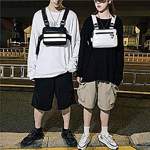 Grebest Anti-Theft Chest Bag,Adjustable Shoulder Pouch Chest Rig Bag Vest Sack Backpack Holder Small Shoulder Bag for Men Women Outdoor Travel, Hiking, Cycling Black One Size