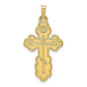 IceCarats 14K Yellow Gold Eastern Orthodox Holy Cross Necklace Religious Pendant Jesus Christ Charm 34mm x 18mm Only
