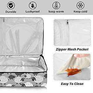 Kcldeci Insulated Thermal Food Carrier Insulated Casserole Carrier for Hot or Cold Food,Sheeps Colorful Insulated Tote Bag for Potluck Cookouts Parties Picnic,Lasagna Lugger