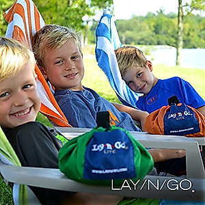 Lay-n-Go 2-in-1 Small Portable Drawstring Toys Storage Organizer and Play Mat for Room and Travel, Made for Kids and Toddlers with a Durable Patented Design, 18 inch, Green/Blue