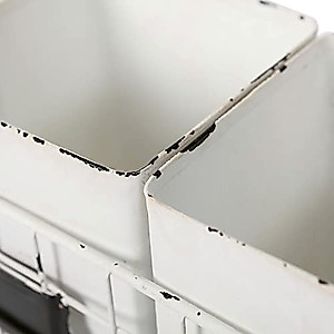 NIKKY HOME Farmhouse 3 Compartment Flatware Cutlery Caddy Countertop Silverware Holder for Spoons, Knives, Forks - White