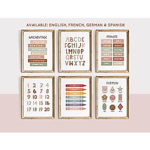 365DOROTEYA Abc Wall Art - Playroom Wall Art, Alphabet Print, Kids World Map, Kids Abc Poster, Educational Room Decor Maps Of The World And United States Set 6 11X14