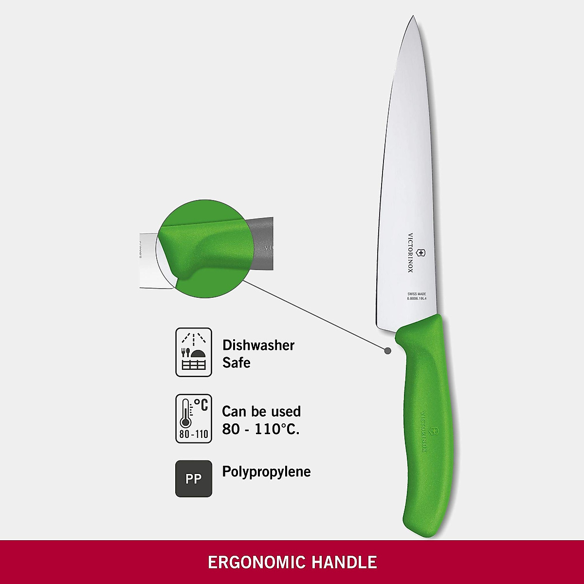 Victorinox 6.8006.19L4B Swiss Classic Carving Knife for Carving, Slicing and Dicing Meats, Vegetables or Fruits Straight Blade in Green, 7.5 inches