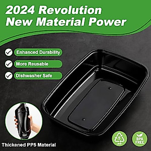 jake.secer 38oz Meal Prep Containers Reusable, 50 Pack Extra-Thick Disposable Storage Containers with Lids, Bpa-Free To Go Food Container, Plastic Take Out Lunch Containers, Microwave, Freezer Safe